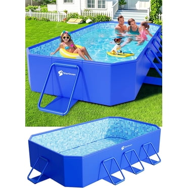 Lark 5' x 24" Square Metal Frame Splash Pool with 530 gallon Filtration ...