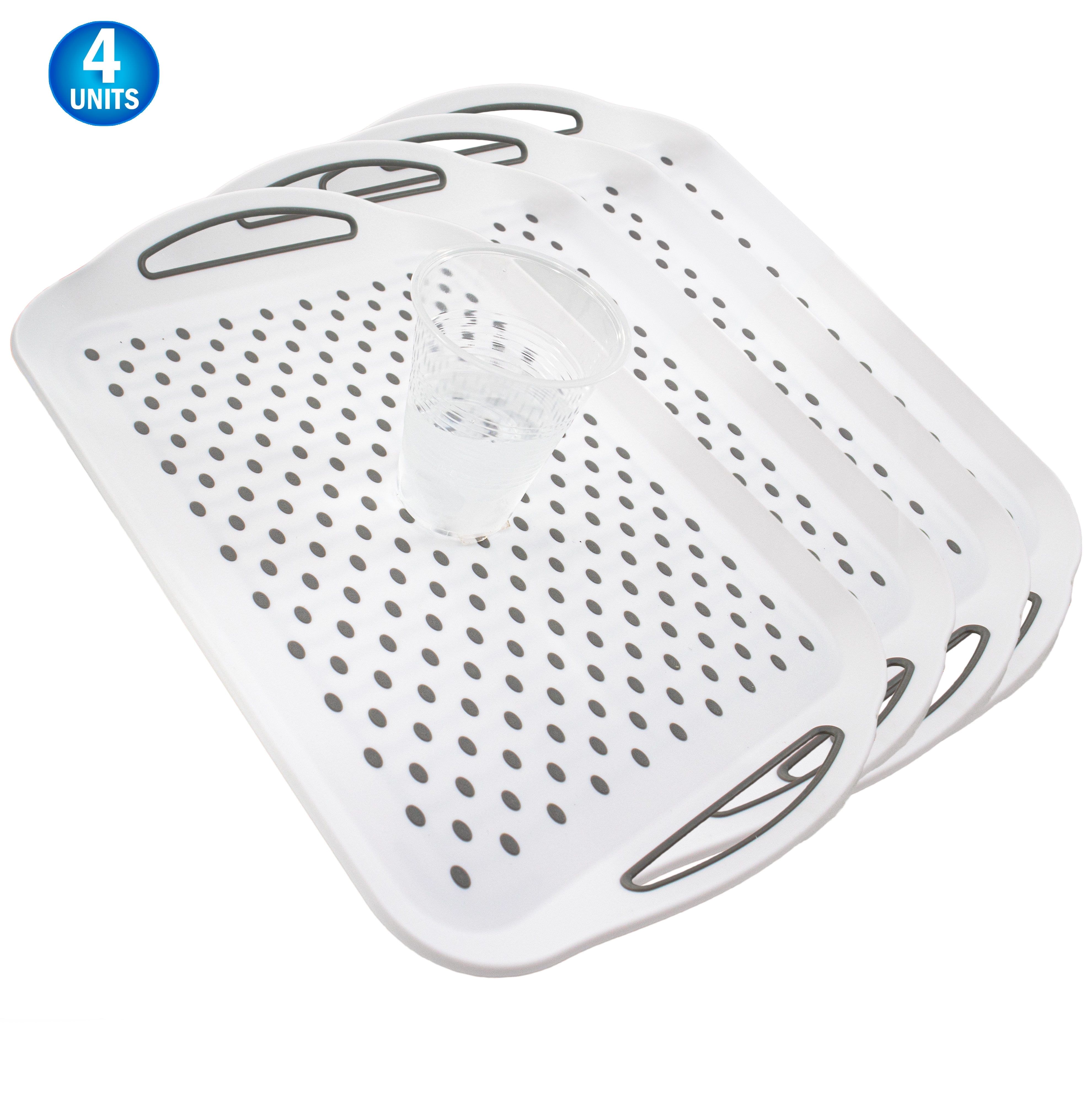 Large Non Slip Serving Tray With Handles - Large 4PC - Rubber Silicone ...