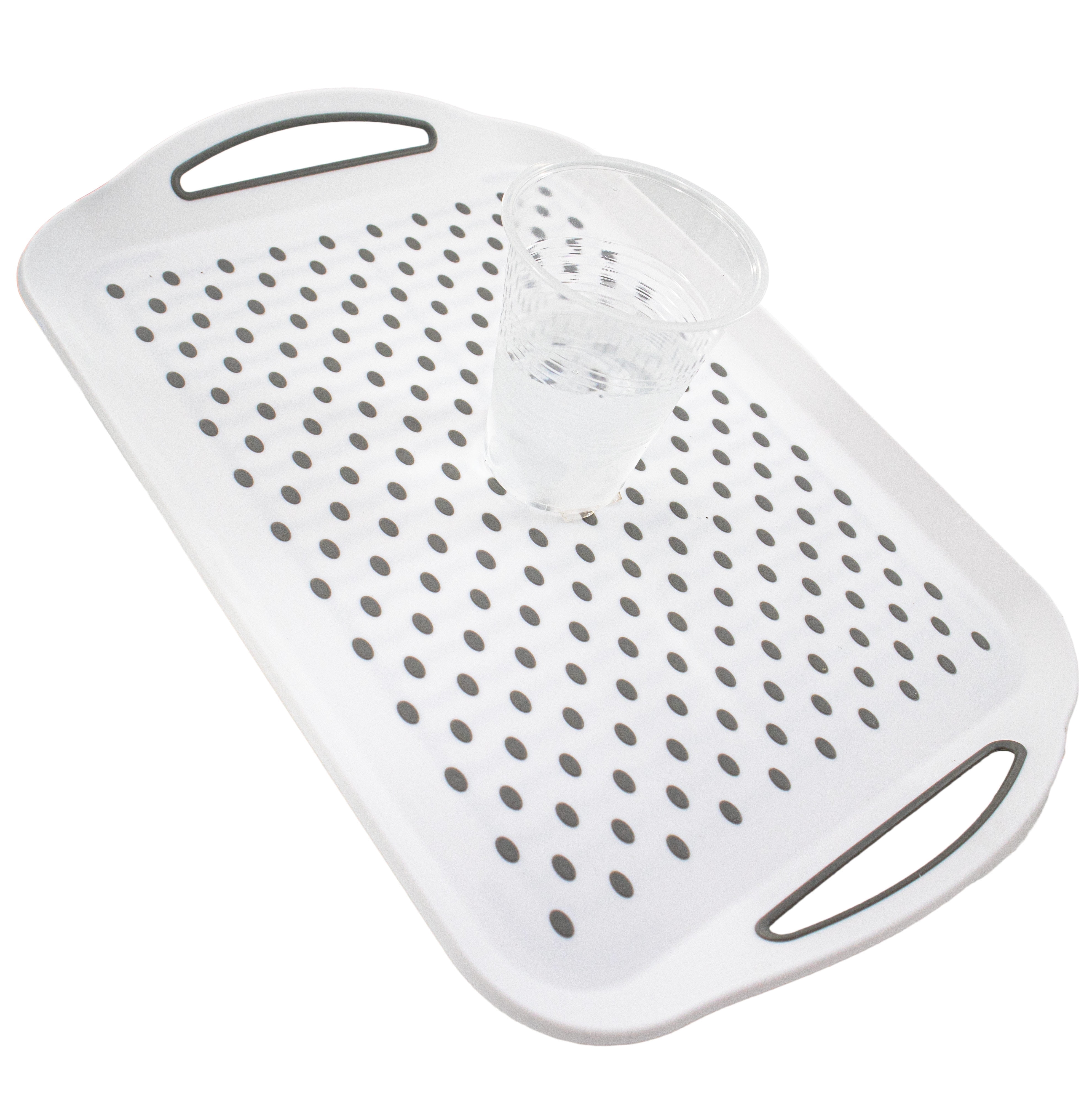 Large Non Slip Serving Tray With Handles - Rubber Silicone Grip Anti ...