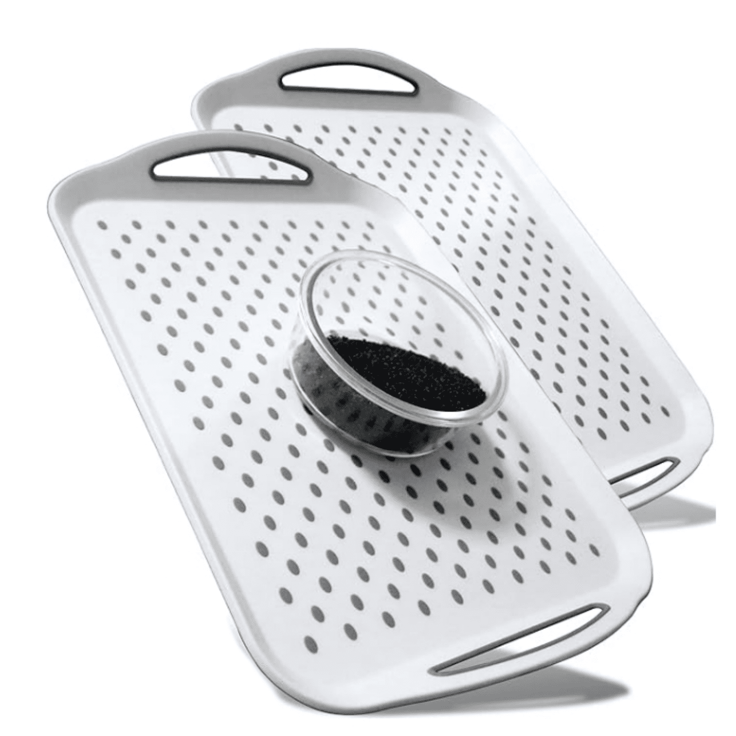 Large Non Slip Serving Tray with Handles, Silicone Gripping Nubs Lap ...