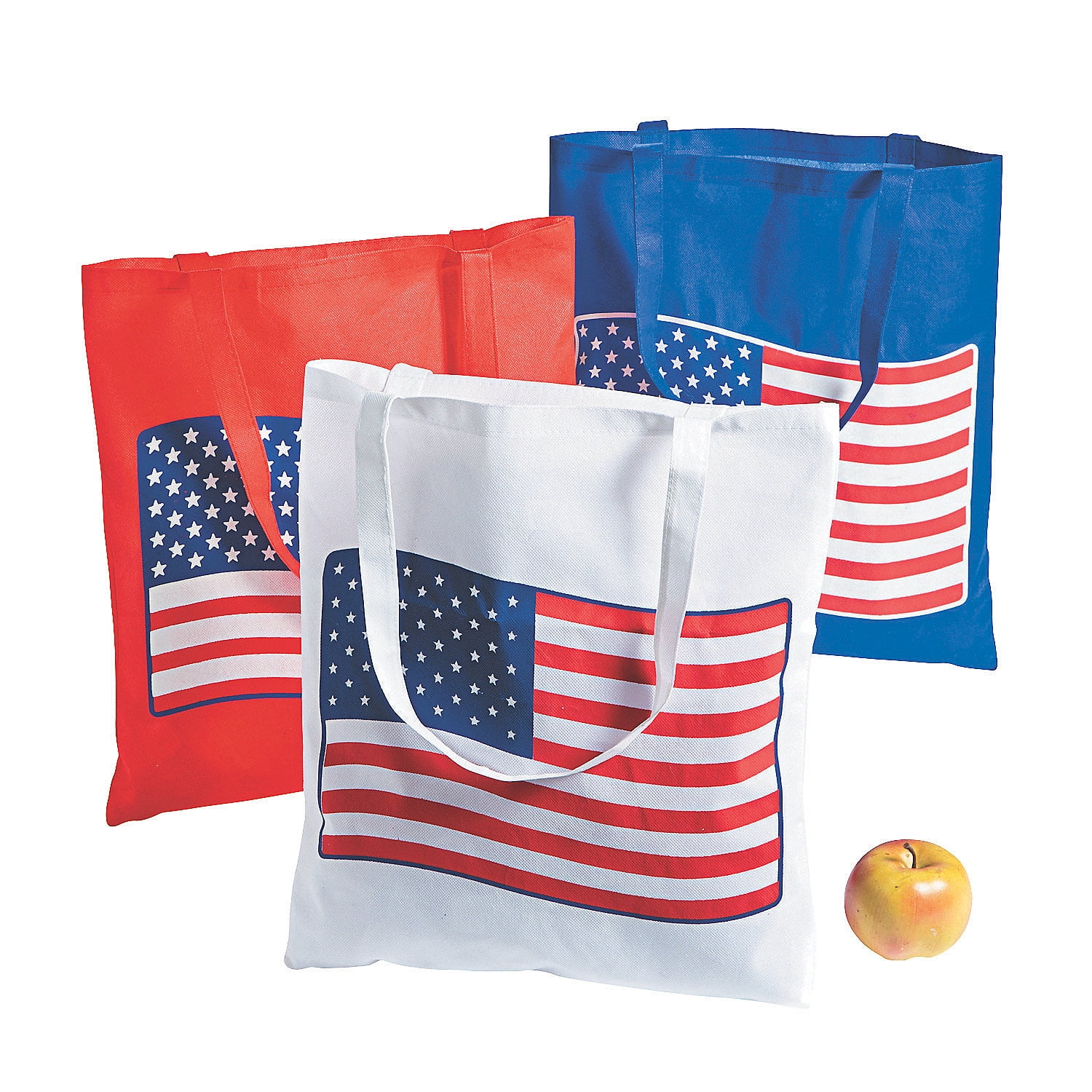 Large Non-Woven Patriotic Flag Tote Bag - Favor Bagss - 12 Pieces ...
