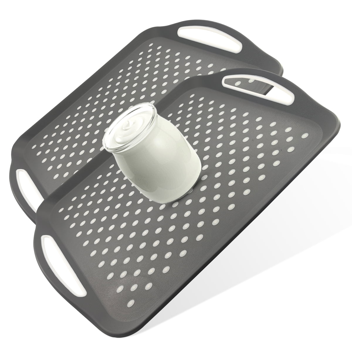 Large Nonslip Serving Tray with Handles, Silicone Grippy Dots Food ...