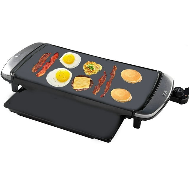 Large Nonstick Electric Griddle with Warming Tray for Pancake Breakfast ...