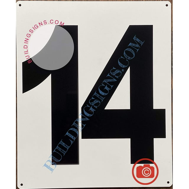 Large Number 14 Sign -Metal Sign - Parking LOT Number Sign (White ...