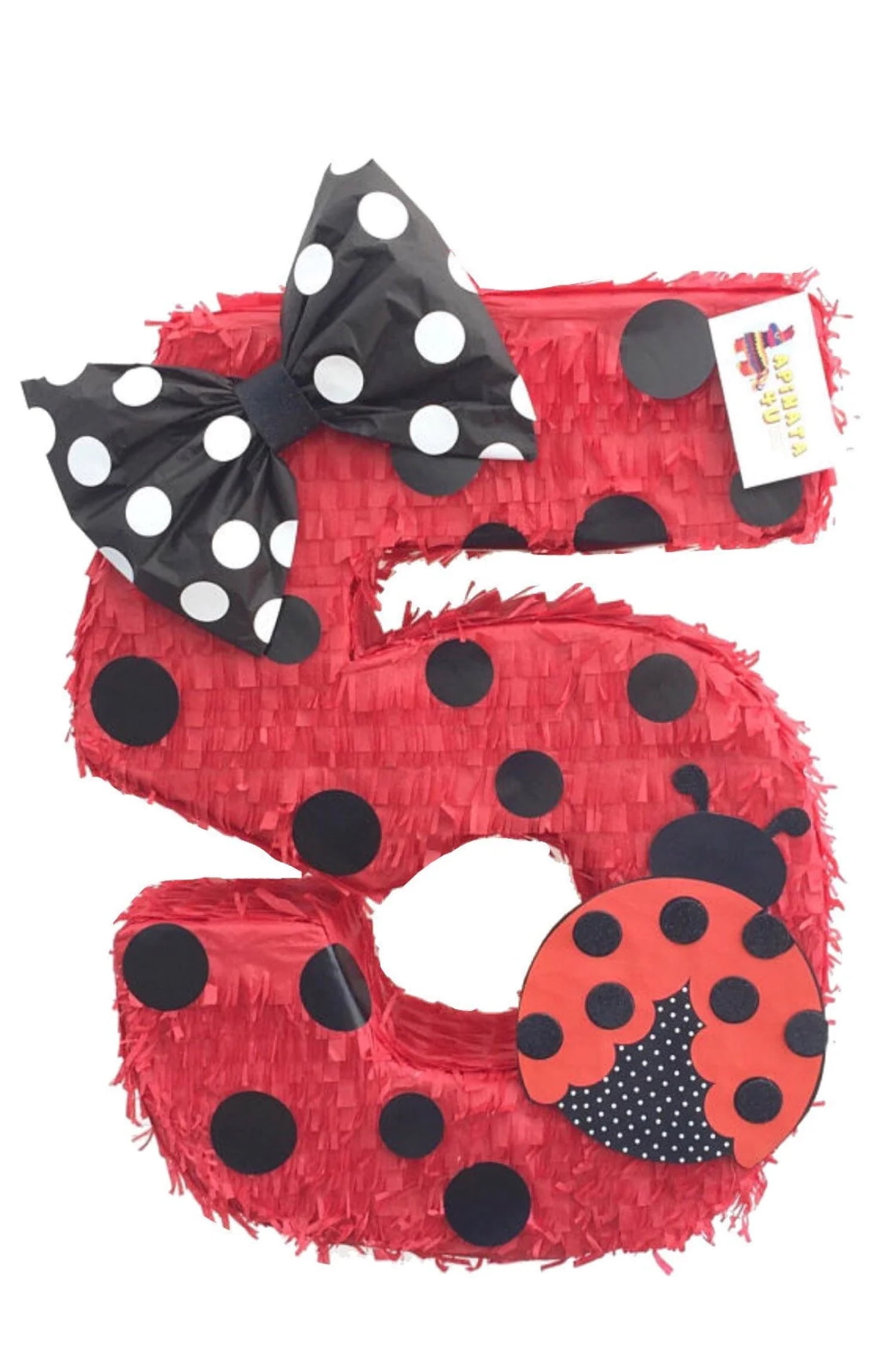 Large Number Five Pinata Red Black Polka Dots Ladybug Pinata - Walmart.com