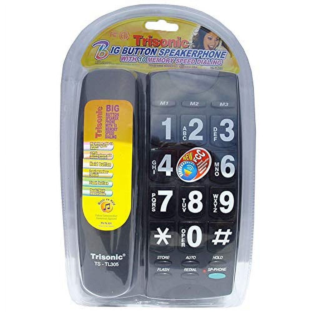 Large Number Phone Speaker Big Button Telephone Line Black Display ...