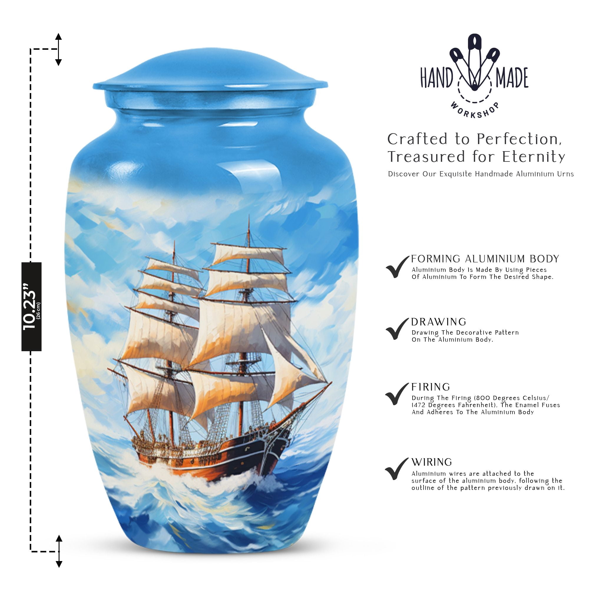 Large Ocean-Themed Ashes Urn - Funeral Urns For Adult Ashes Men ...