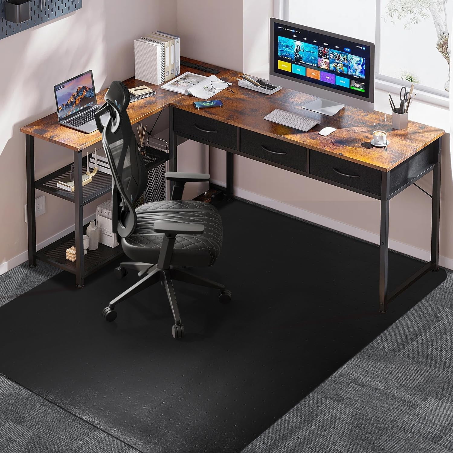 Large Office Chair Mat for Carpet, 46"x 60" Anti-Slip Waterproof Desk ...