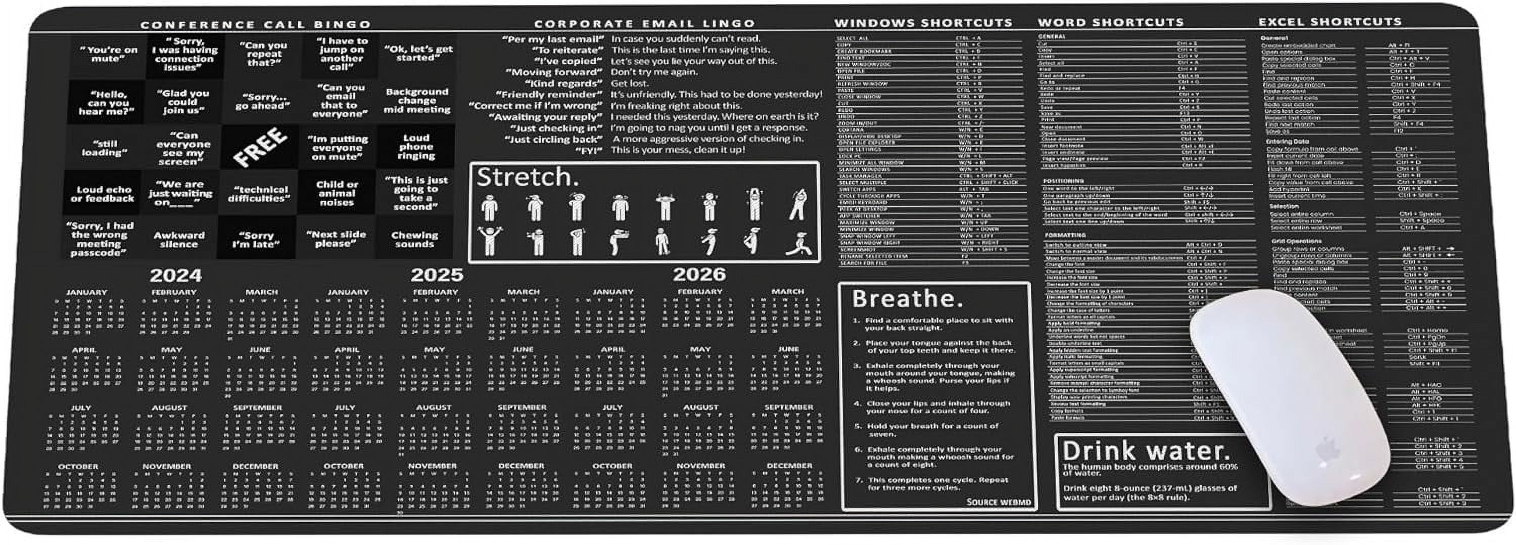 Large Office Mouse Mat, Conference Call Bingo Mouse Pad for Desk, Excel ...