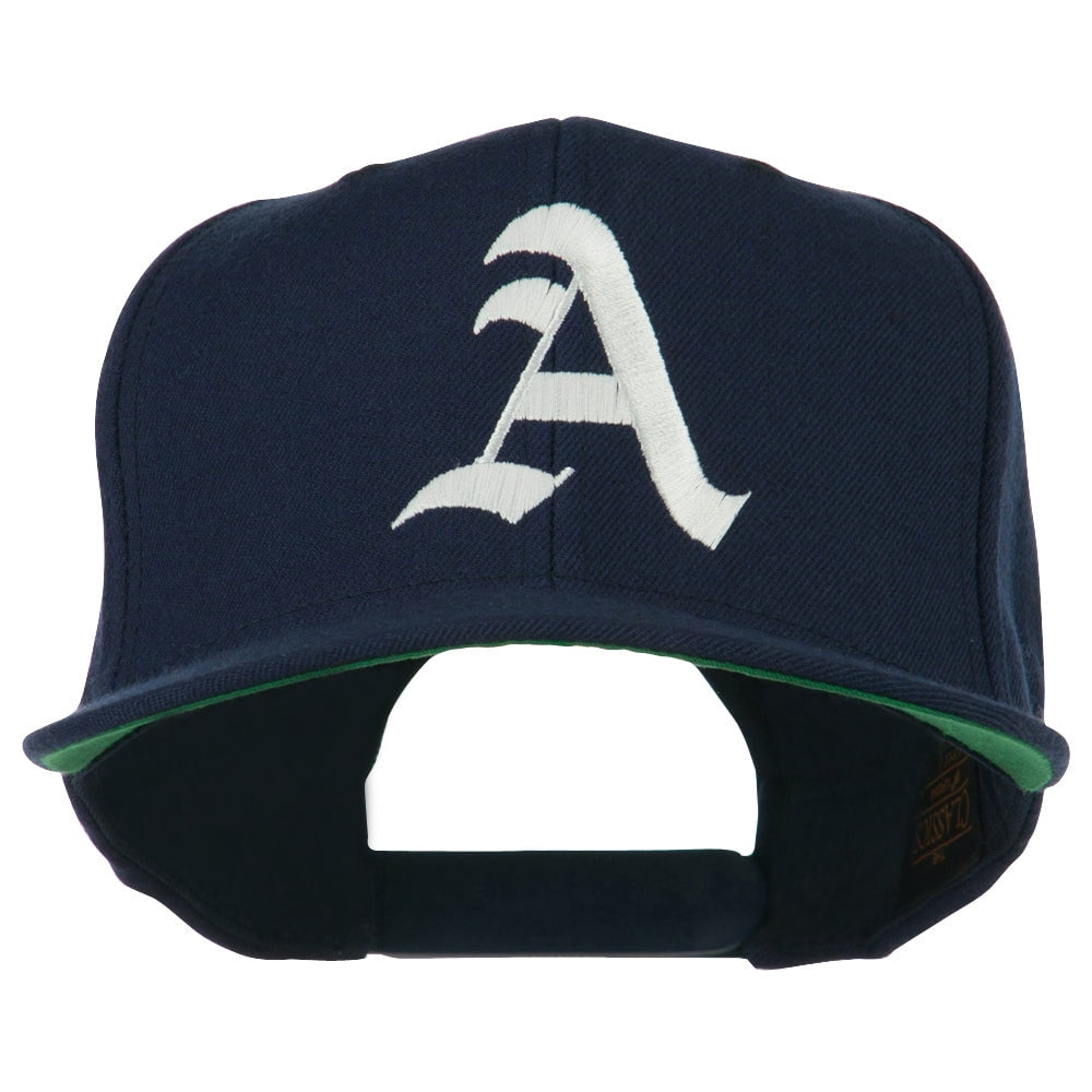 Large Old English A Embroidered Flat Bill Cap - Navy OSFM - Walmart.com