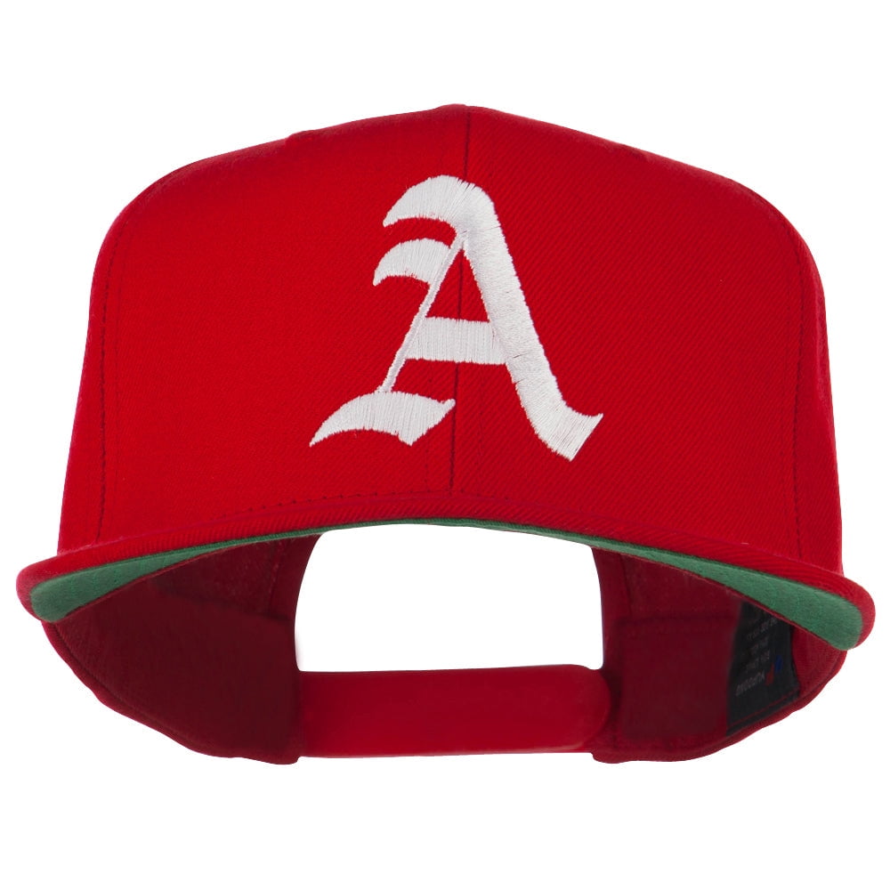 Large Old English A Embroidered Flat Bill Cap - Red OSFM - Walmart.com