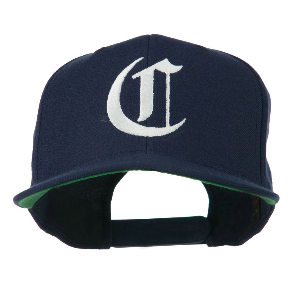 Large Old English C Embroidered Flat Bill Cap - Navy OSFM - Walmart.com