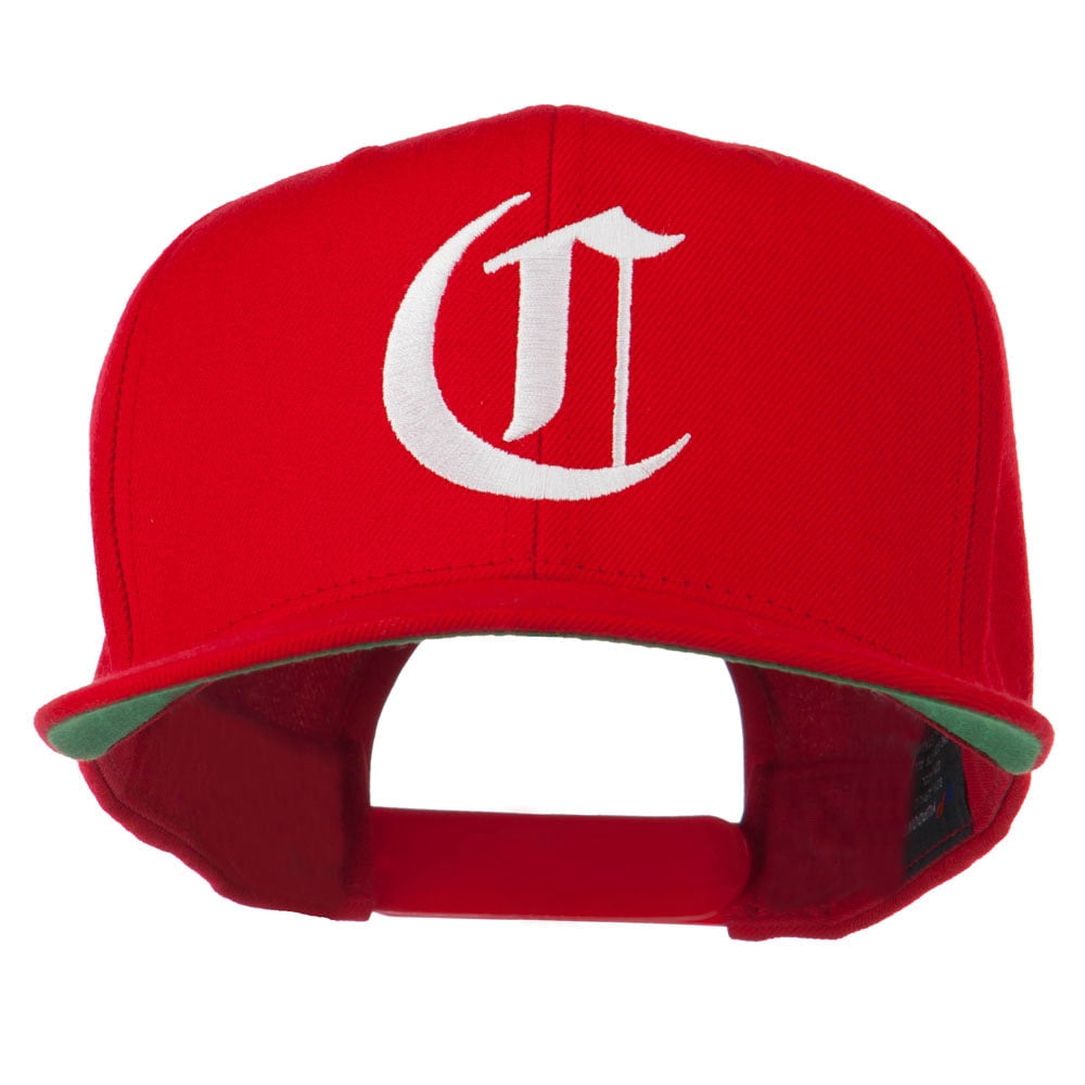 Large Old English C Embroidered Flat Bill Cap - Red OSFM - Walmart.com