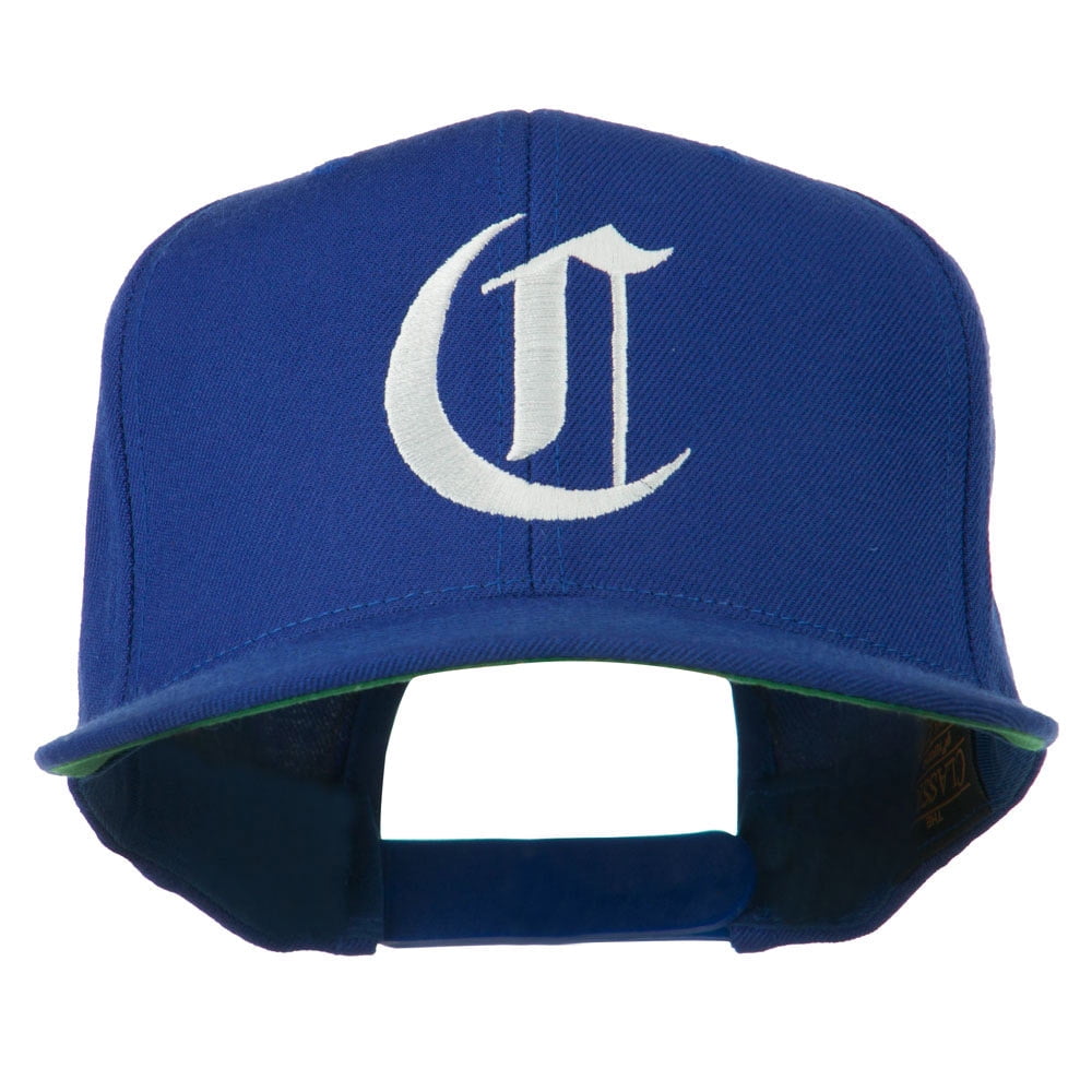 Large Old English C Embroidered Flat Bill Cap - Royal OSFM - Walmart.com
