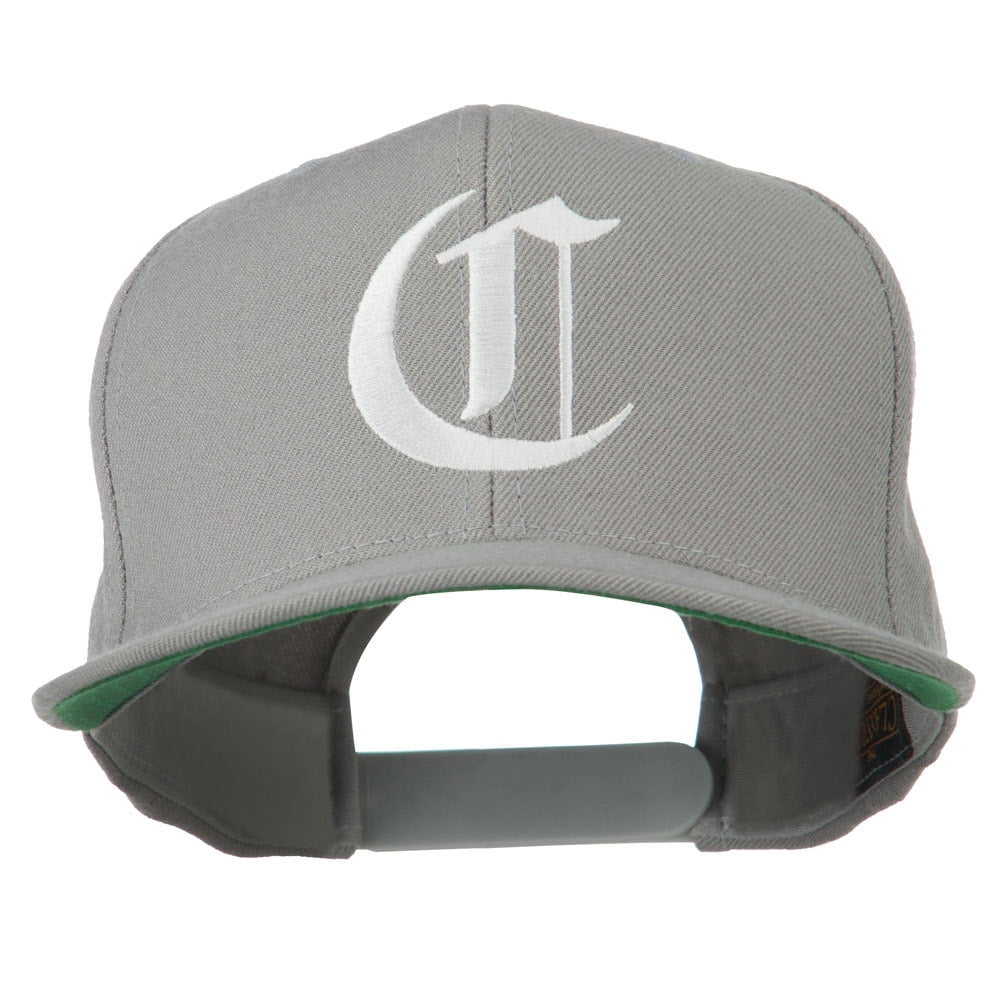 Large Old English C Embroidered Flat Bill Cap - Silver OSFM - Walmart.com
