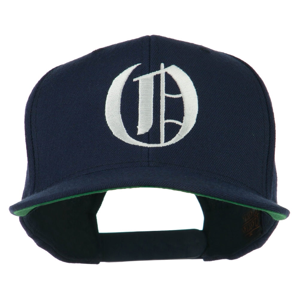 Large Old English O Embroidered Flat Bill Cap - Navy OSFM - Walmart.com