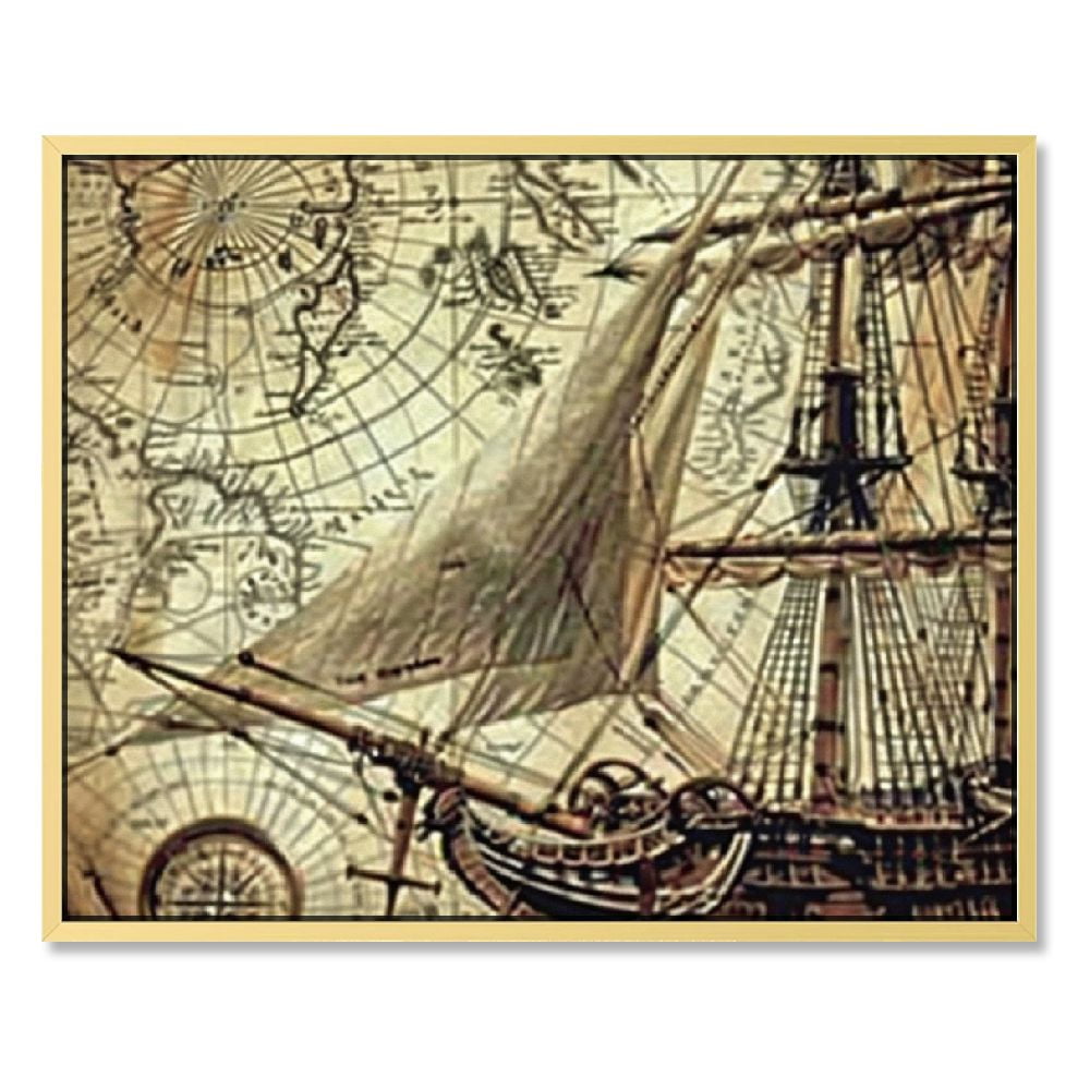 Large Old World Map Sailing Map Painting Canvas Print Nautical Wall Art ...