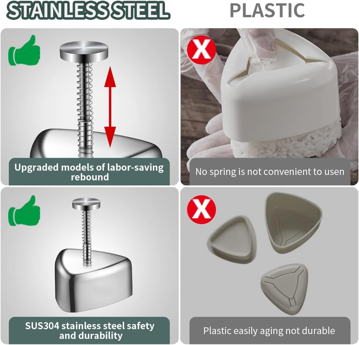 Large Onigiri Molds, Triangle Rice Ball Molds, Stainless Steel Rice ...