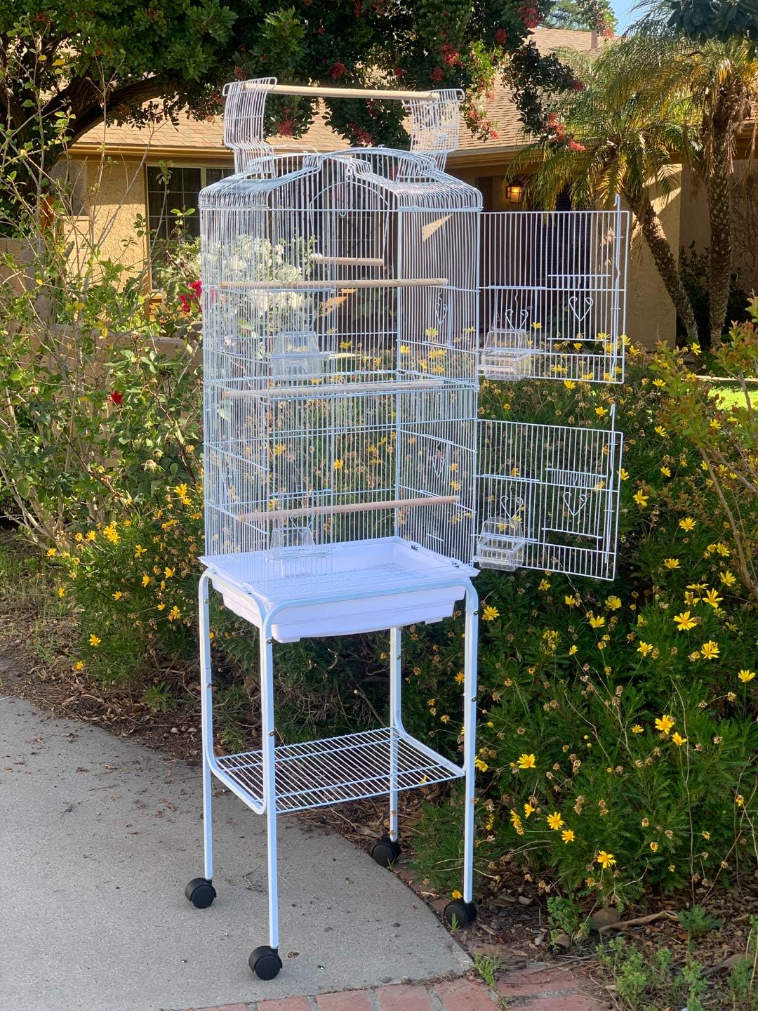 Large Open/Close Play Perch Stand Top Side Nesting Box Doors Canary ...