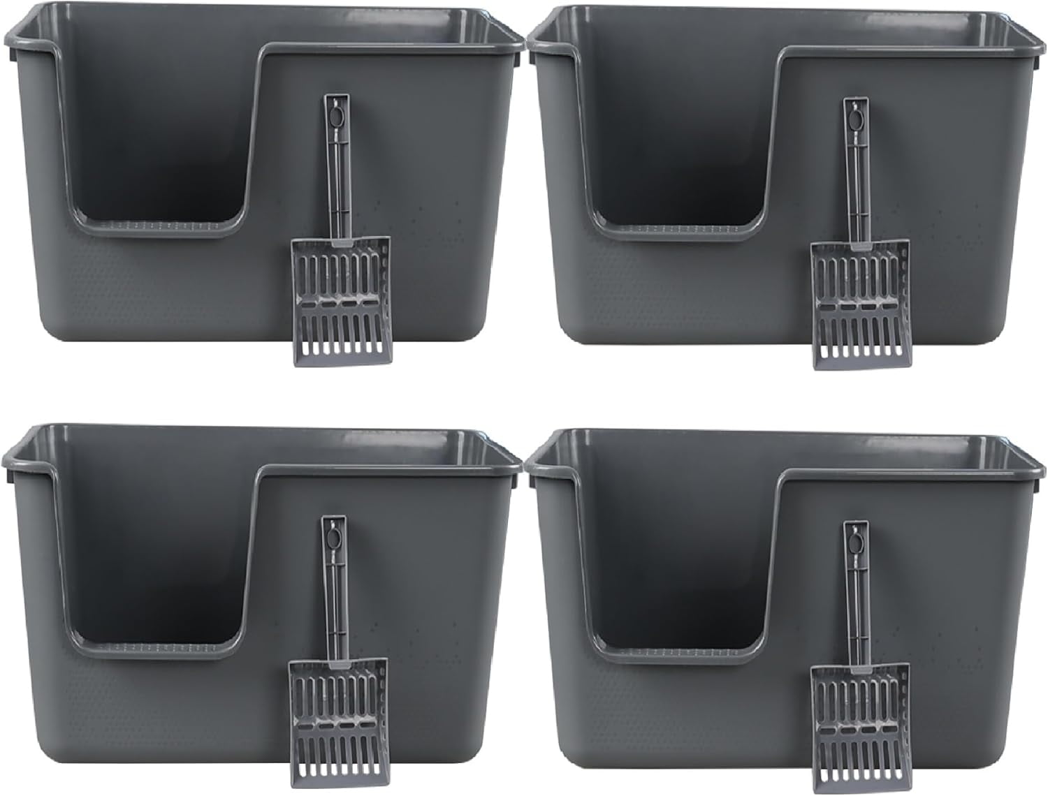 Large Open Top Cat Litter Pan with High Side, Jumbo Plastic Cat Litter ...