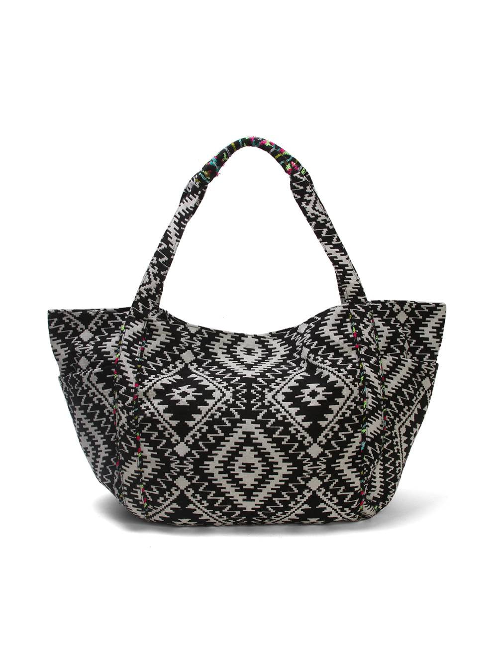 Large Open Tote Bag w/ Side Pocket - Black - Walmart.com