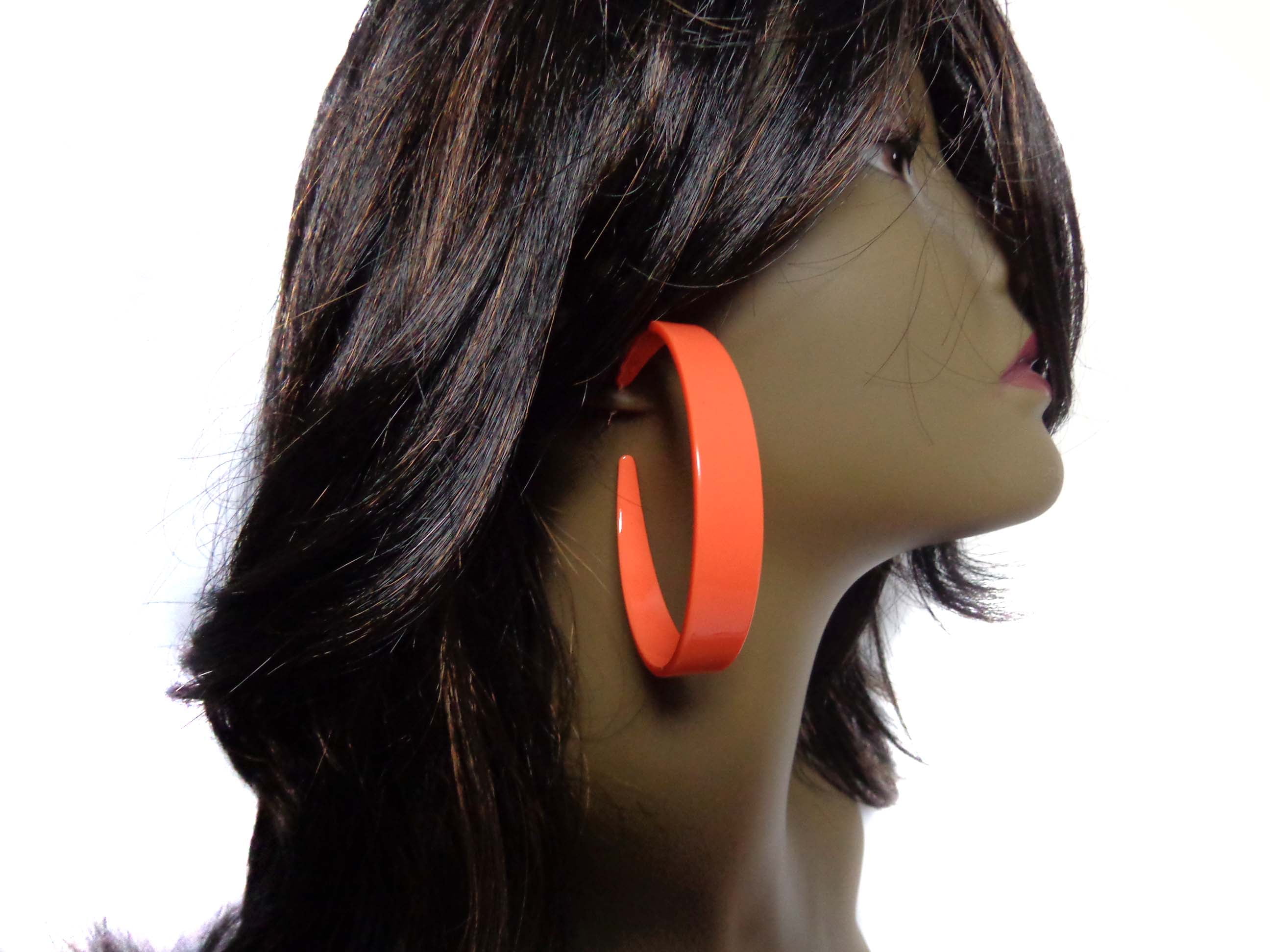 Large Orange Hoop Earrings Thick Hoops 3 inch Hoops - Walmart.com