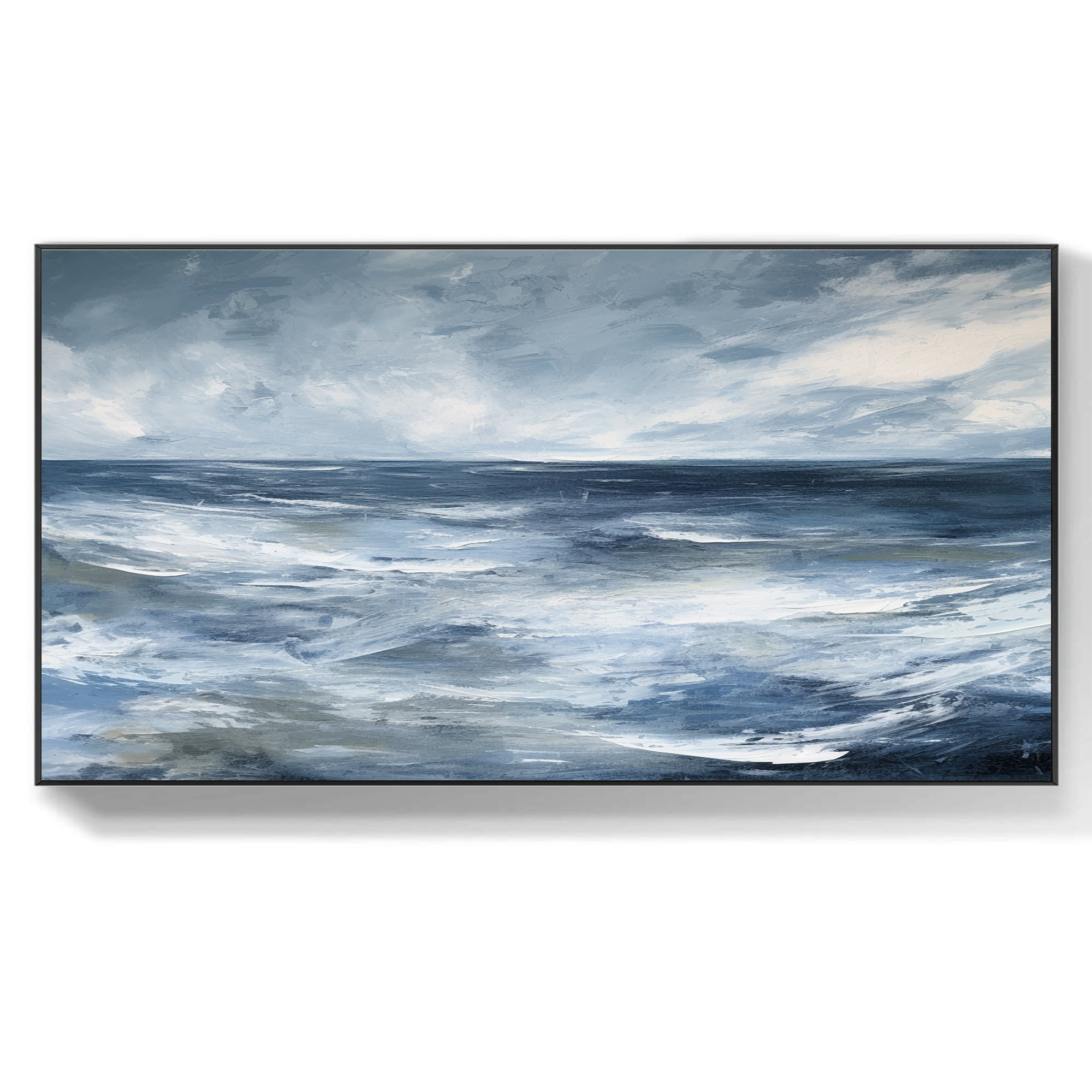 Large Original Blue Ocean Abstract Oil Painting On Canvas Original ...