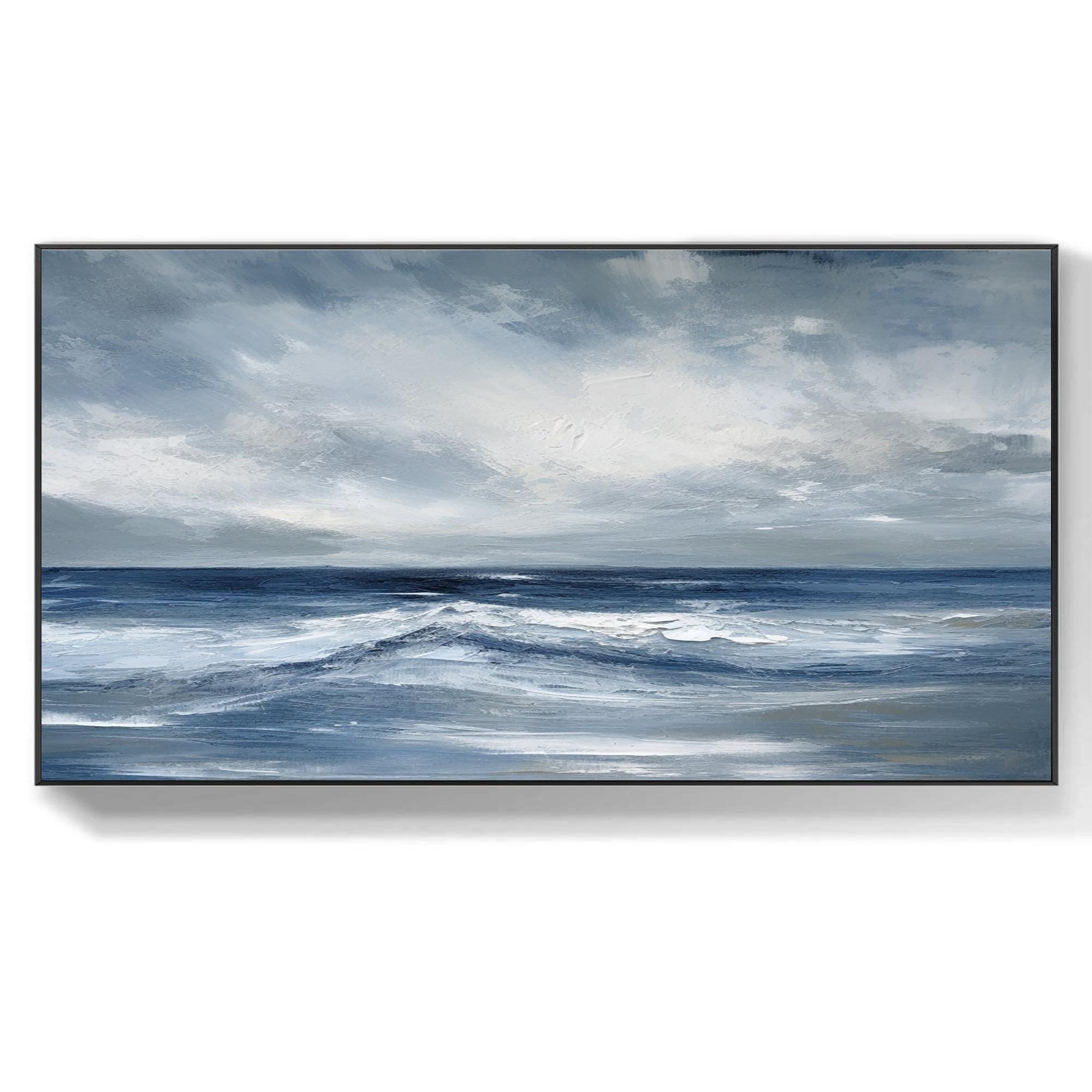 Large Original Ocean Handmade Oil Painting Modern Minimalist Blue ...