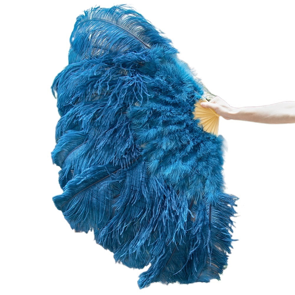 Large Ostrich Feather Fan 13 Bone Large Ostrich Feather Fan Costume ...