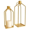 Large Outdoor Candle Lantern Set, 2 Pcs Metal Lanterns with Flameless ...