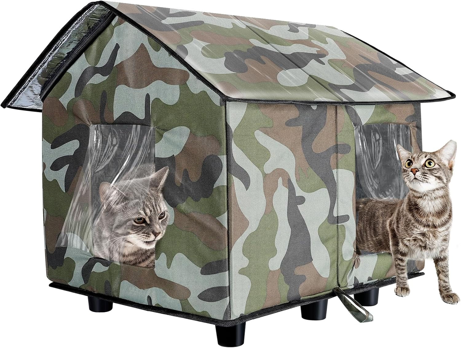 Large Outdoor Cat House - Waterproof Elevated Cat Shelters for Winter ...