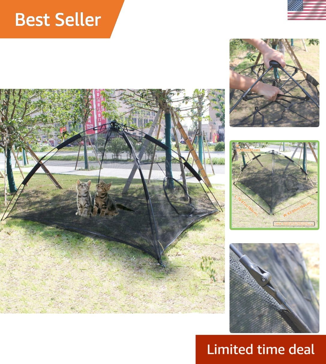 Large Outdoor Cat Tent with Easy Setup - Perfect for Playtime & Safety ...