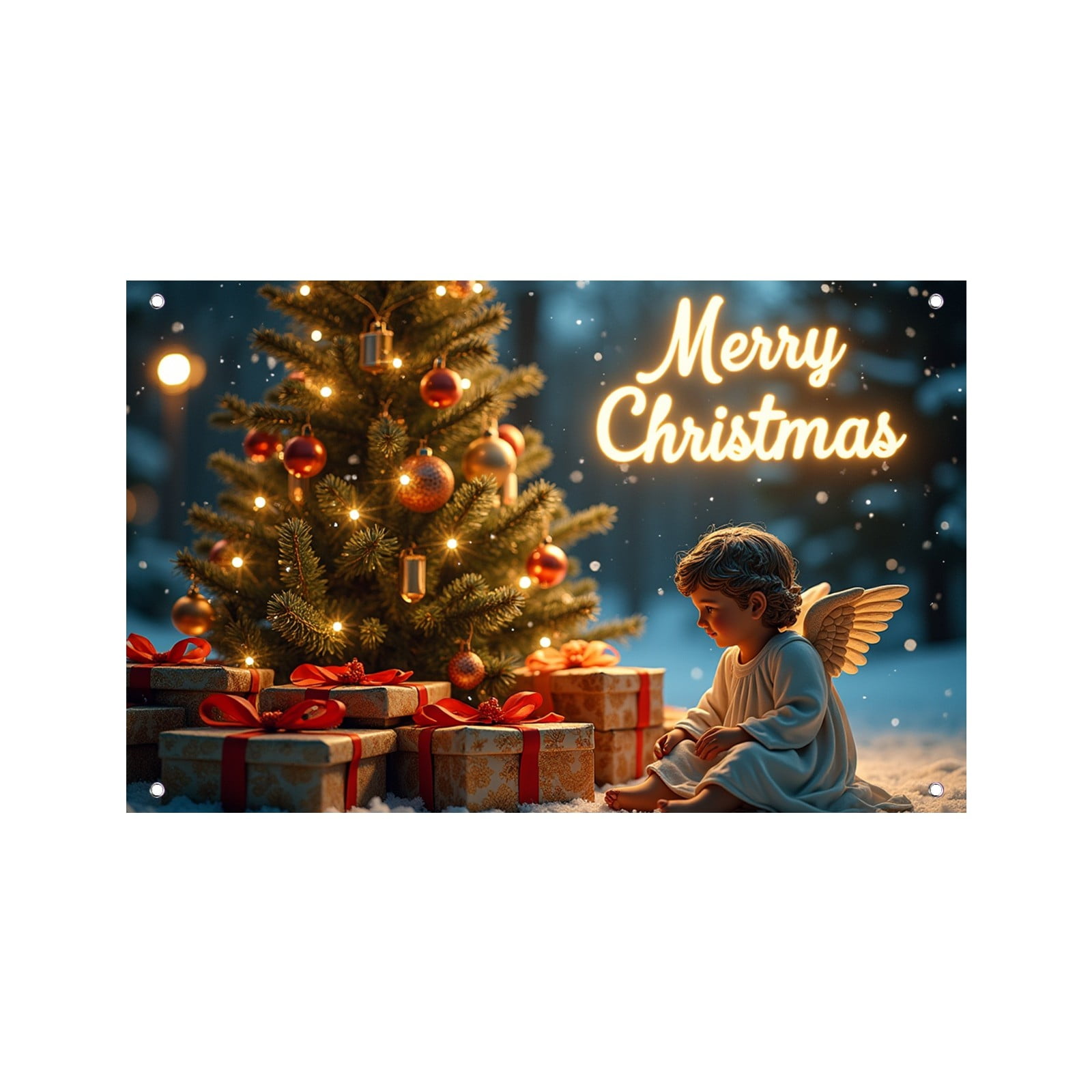 Large Outdoor Christmas Decoration Banner featuring Cute Angel Pattern ...