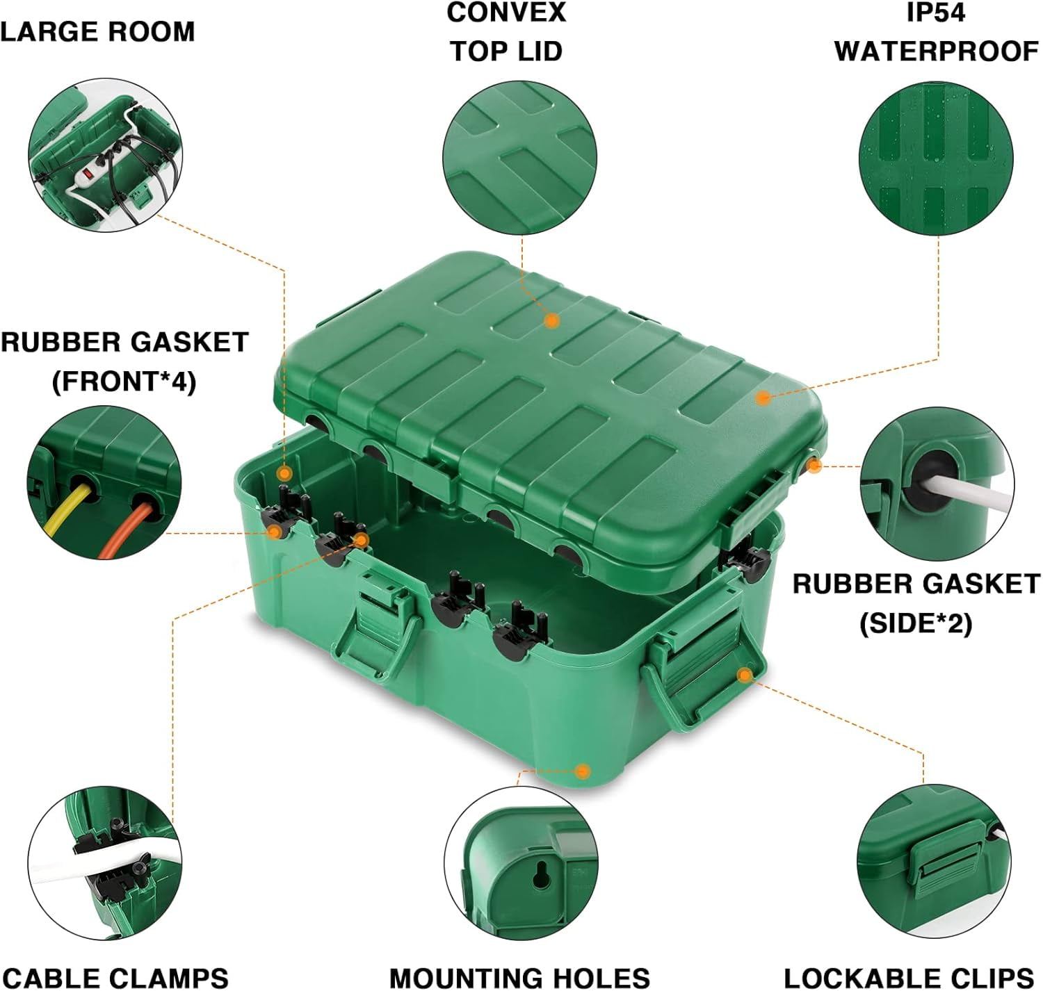 Large Outdoor Electrical Box (12.5 X 8.5 X 5 Inch), IP54 Waterproof Outlet Box with 6-Pack ...