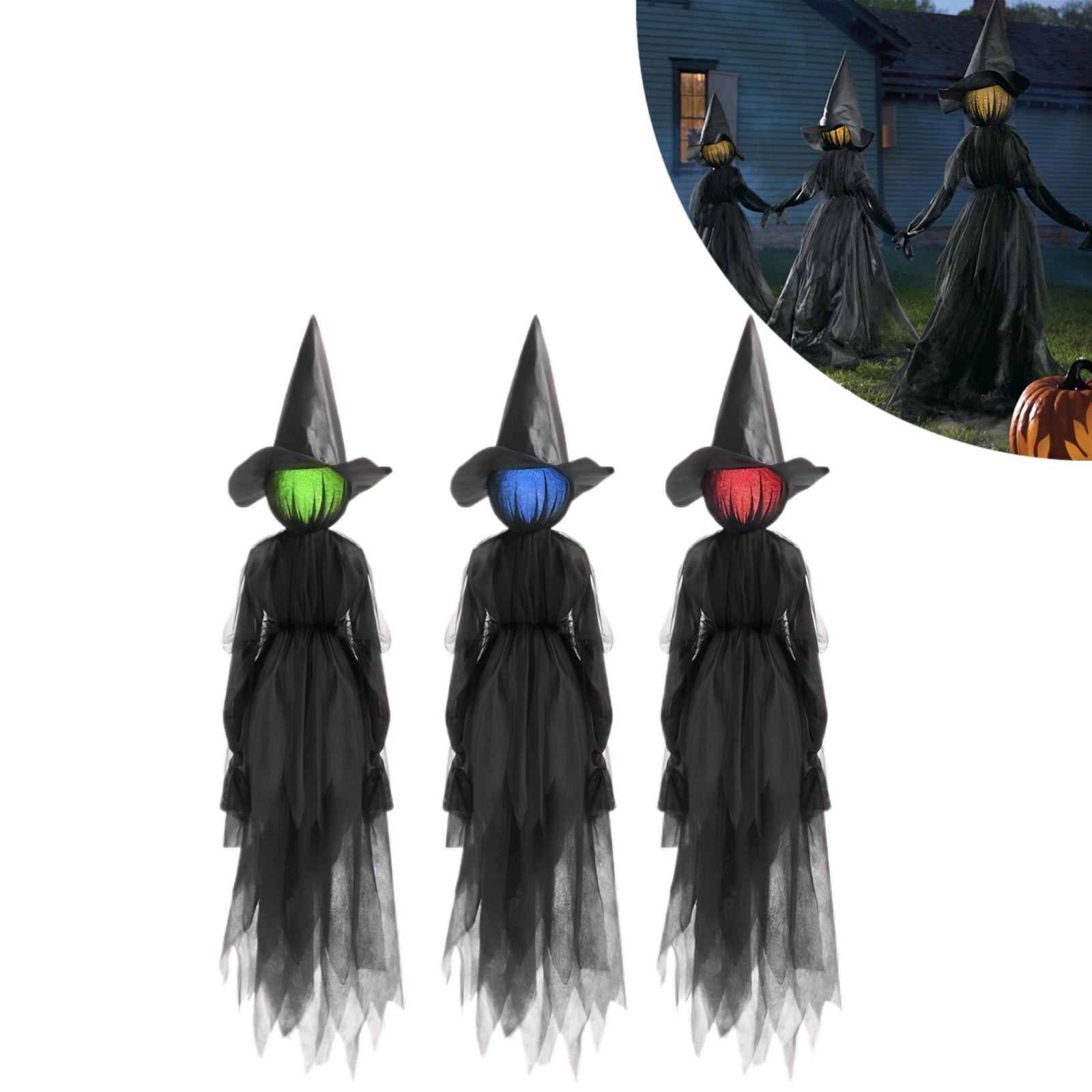 Large Outdoor Halloween Decorations 3 Pcs Witches Holding Hands with ...