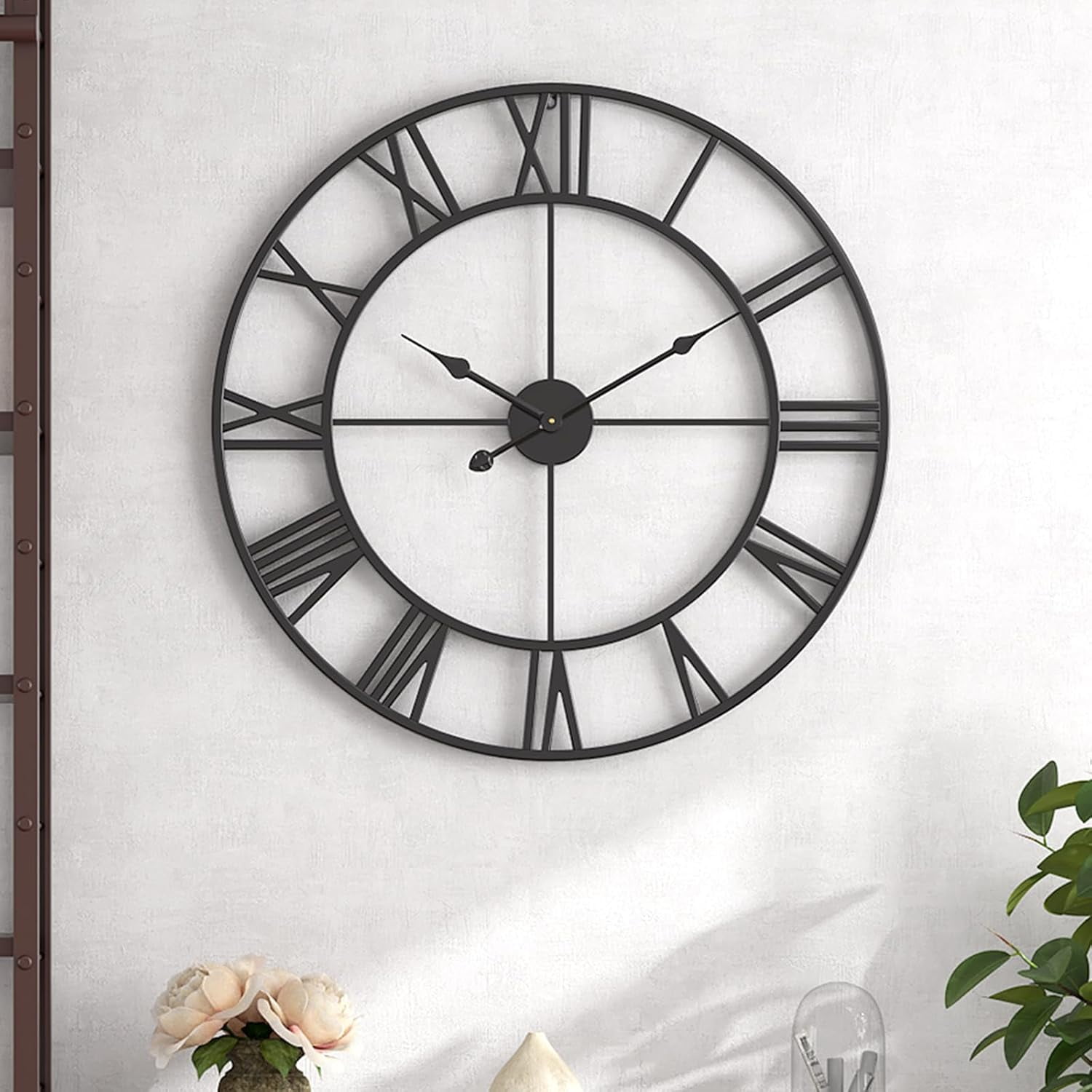 Large Outdoor Indoor Waterproof Metal Wall Clock, Completely Silent, 24 ...