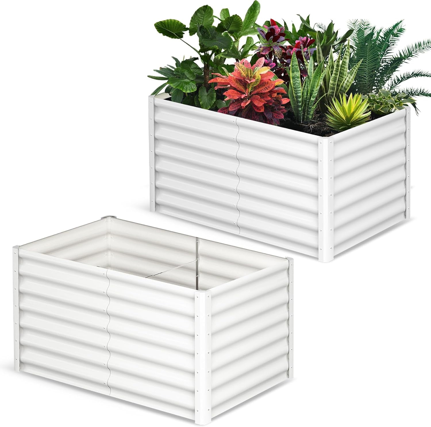 Large Outdoor Planter Boxes Kit Set of 2,6x3x2ft Galvanized Steel ...