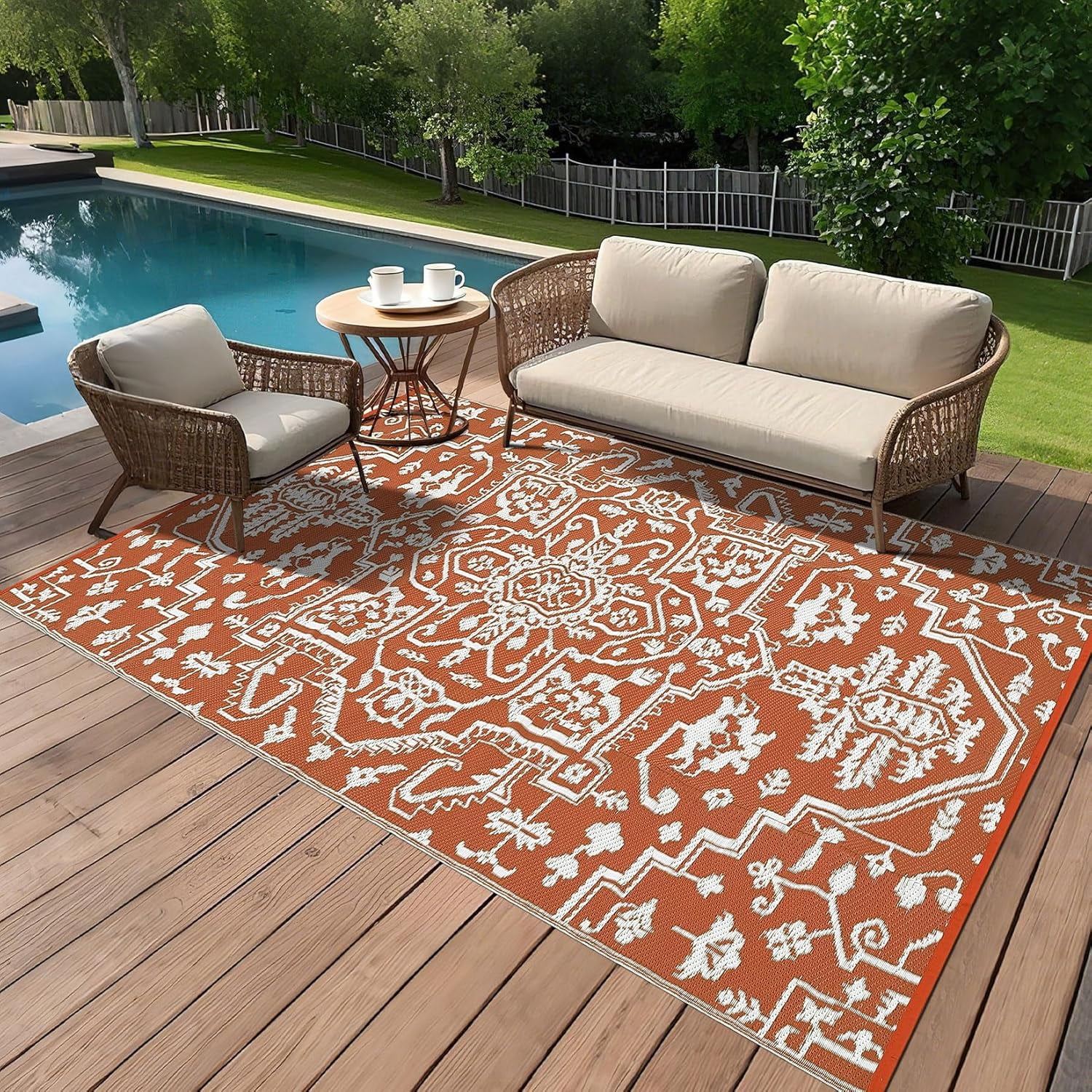 Large Outdoor Rug Reversible Boho Camping Rug Reversible Plastic Straw ...