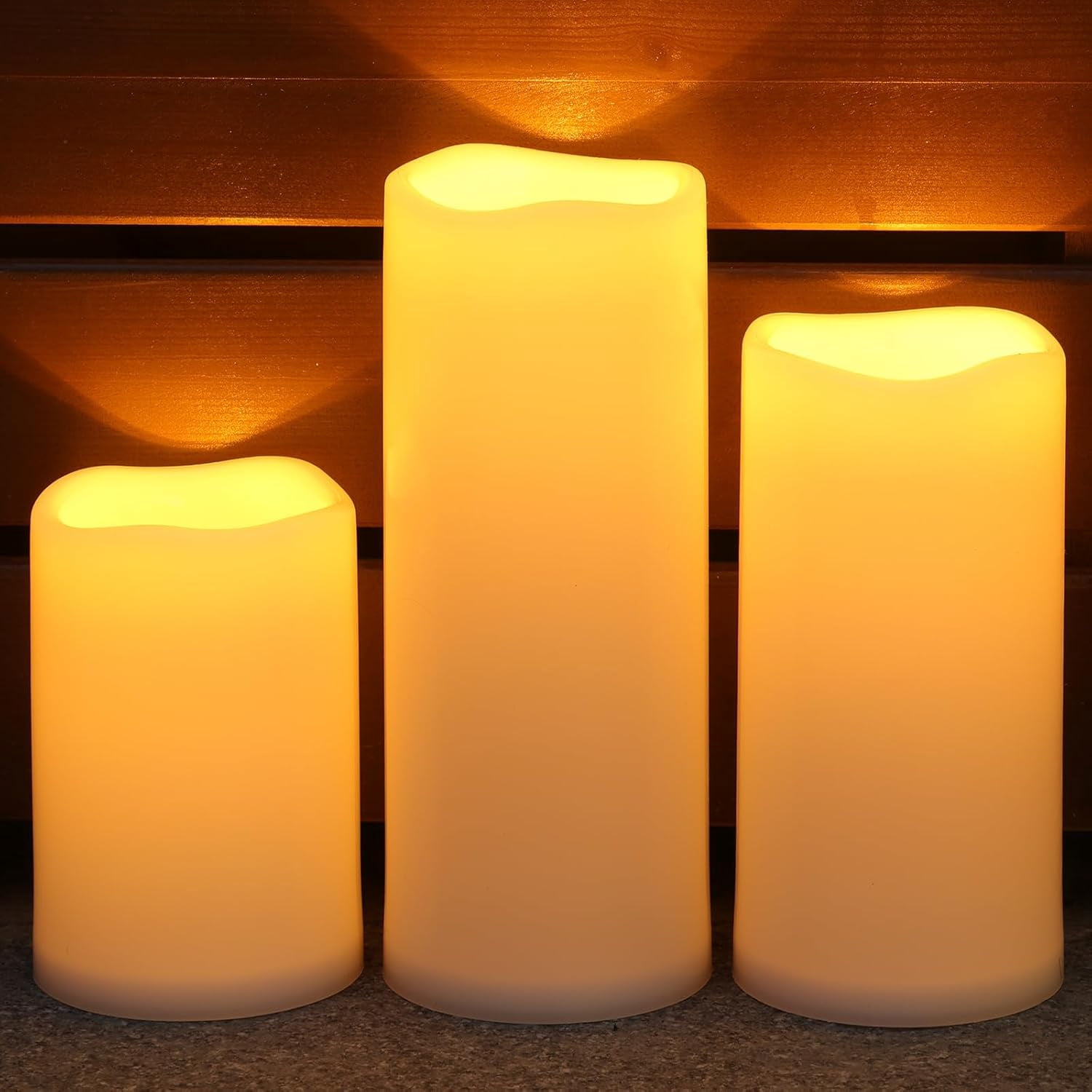 Large Outdoor Solar Candles Waterproof - 6" 8" 10" x 4" Rechargeable ...