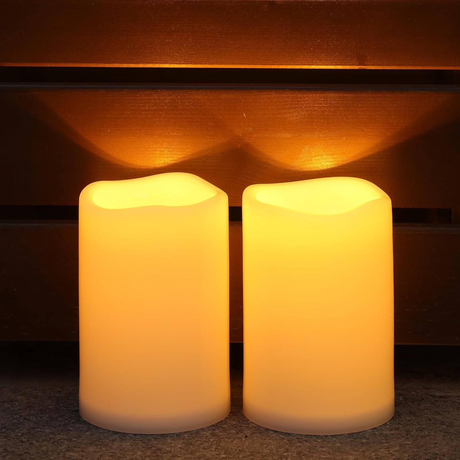 Large Outdoor Solar Candles Waterproof - 6" x 4" Rechargeable Solar ...