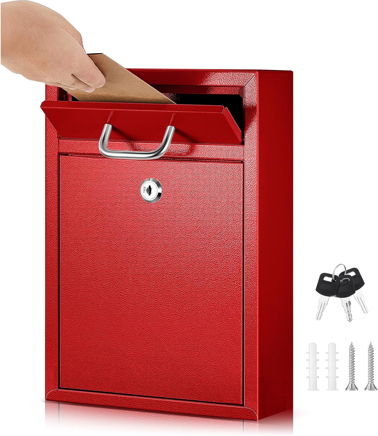 Large Outdoor Wall Mount Locking Mailbox with Key, Security Mail Drop ...