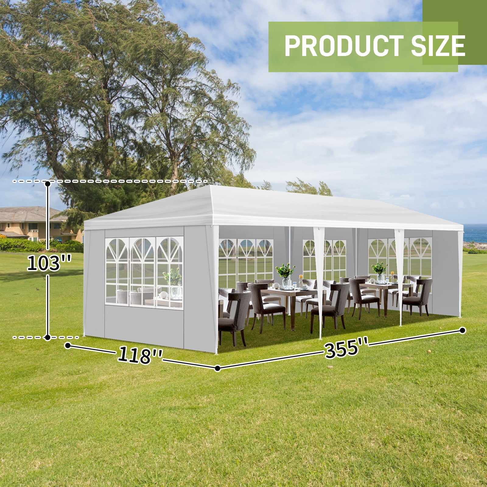 Large Outdoor White Awning, 10'x30' Outdoor Party Tent Wedding Tent ...