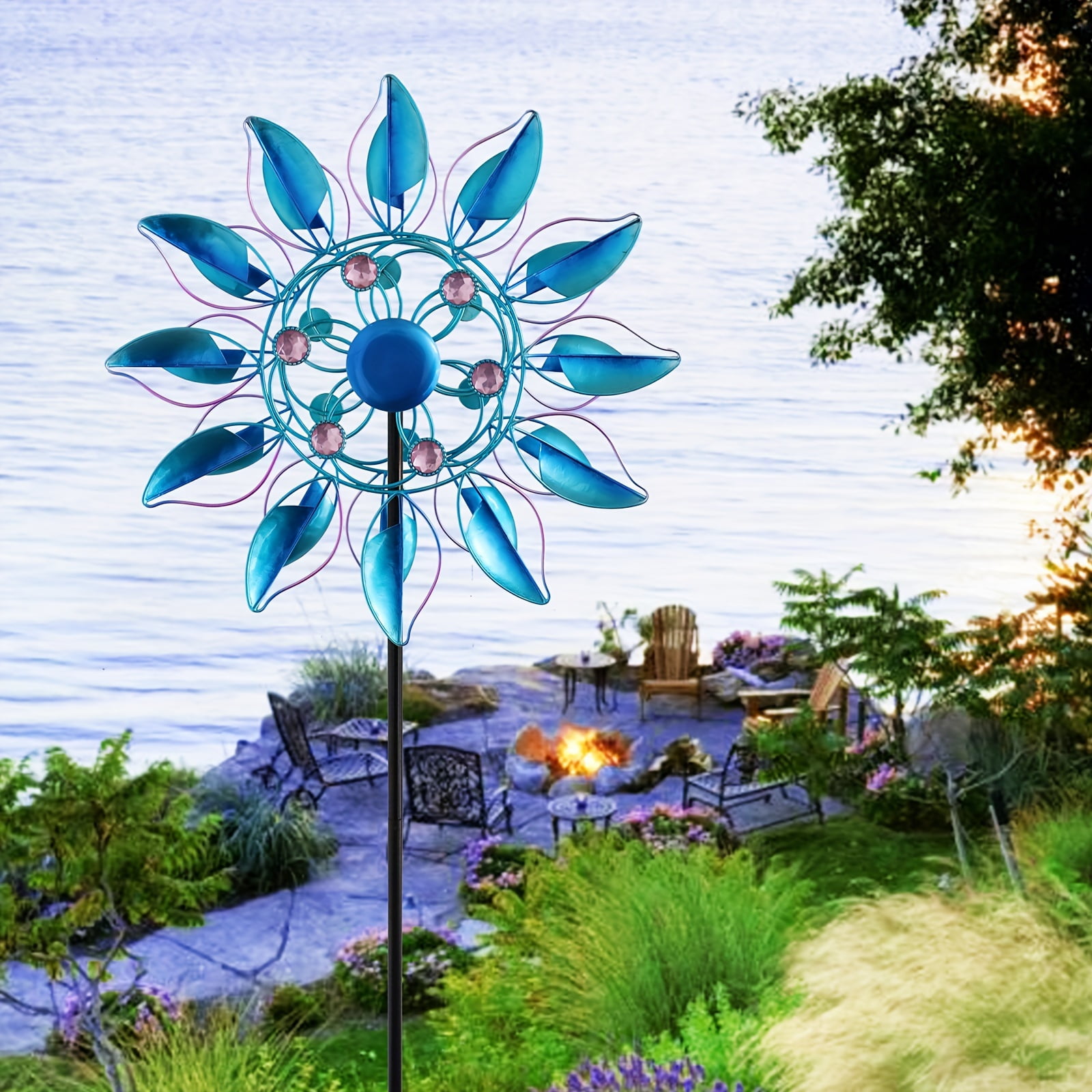Large Outdoor Wind Spinner - Dual Rotor Metal Garden Decor with Double ...