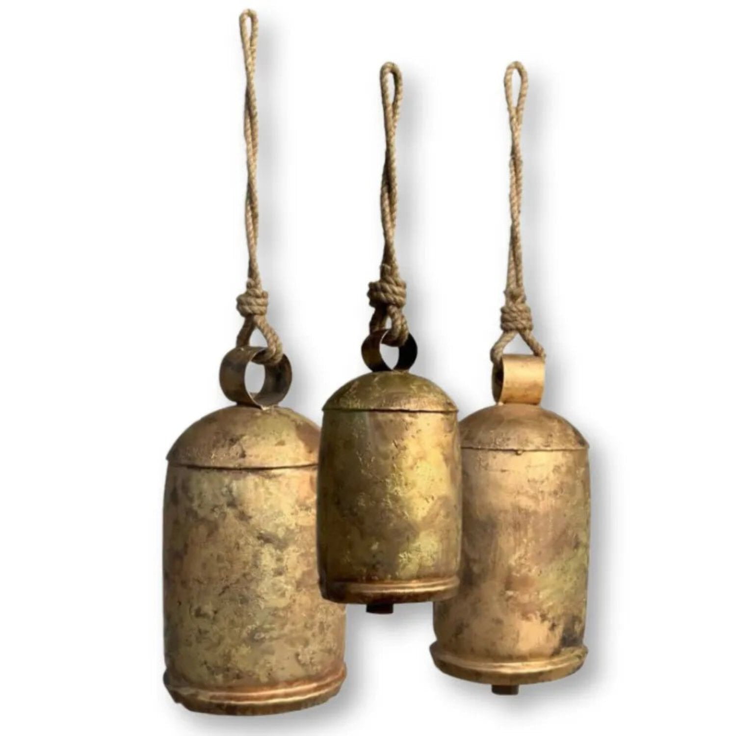 Large Oversized Metal Bells in Vintage Gold Finish Set of 3 - Rustic ...