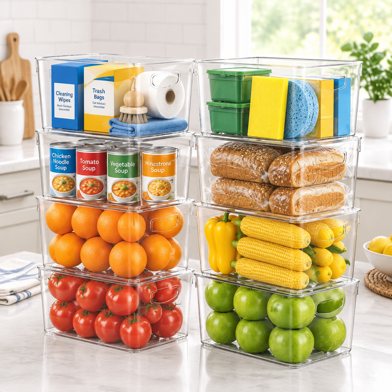 Large (Pack of 8) Stackable Clear Food Storage Containers with Lids ...