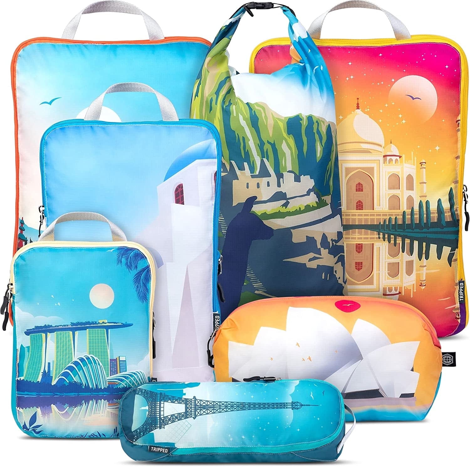 TRIPPED Travel Gear Packing Cubes - Large, Expandable Organizers, 7 ...