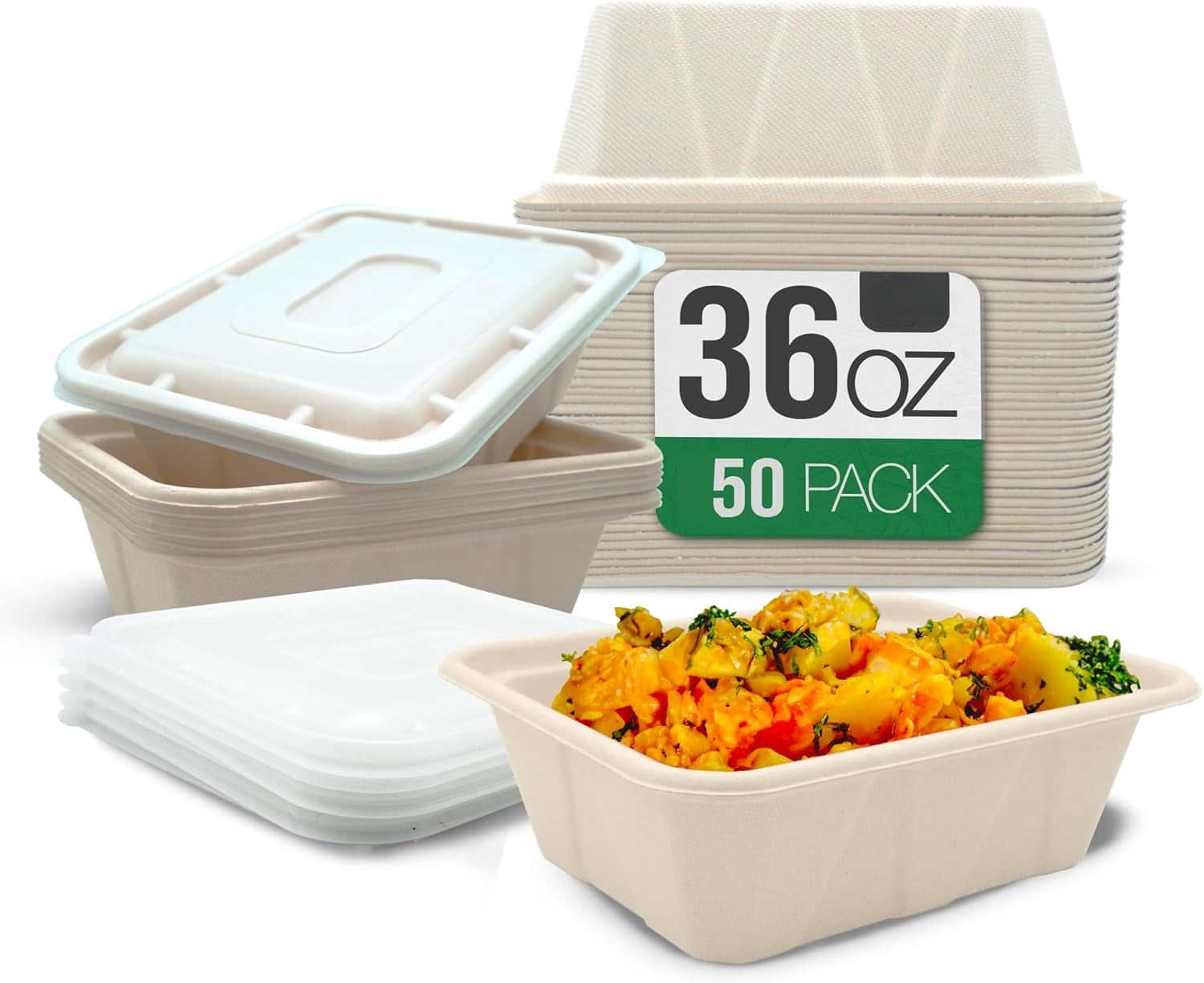 Large Paper Bowls with Lids, Heavy Duty Compostable Paper Bowls for ...