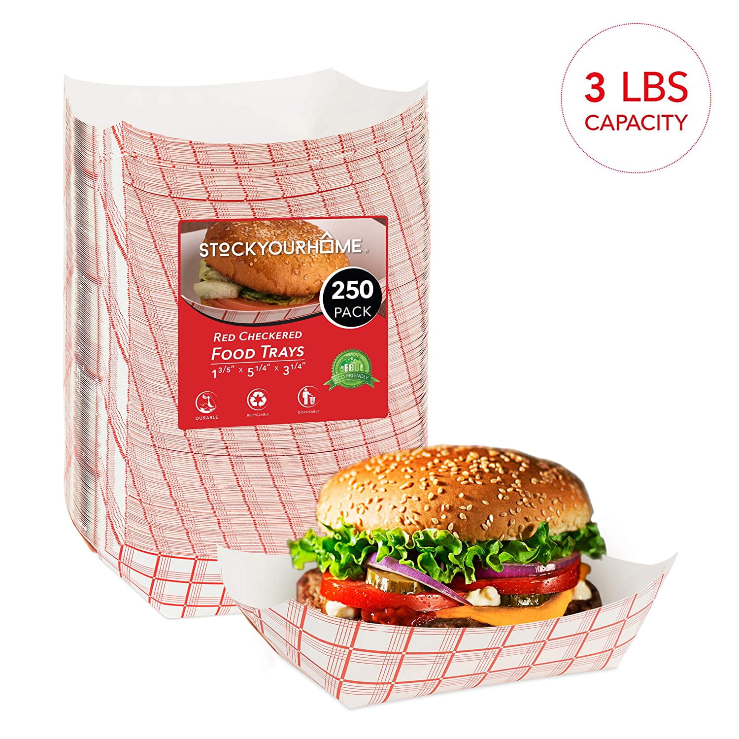 Walmart Large Paper Food Boats (250), 3lb Red & White Checkered, Eco ...