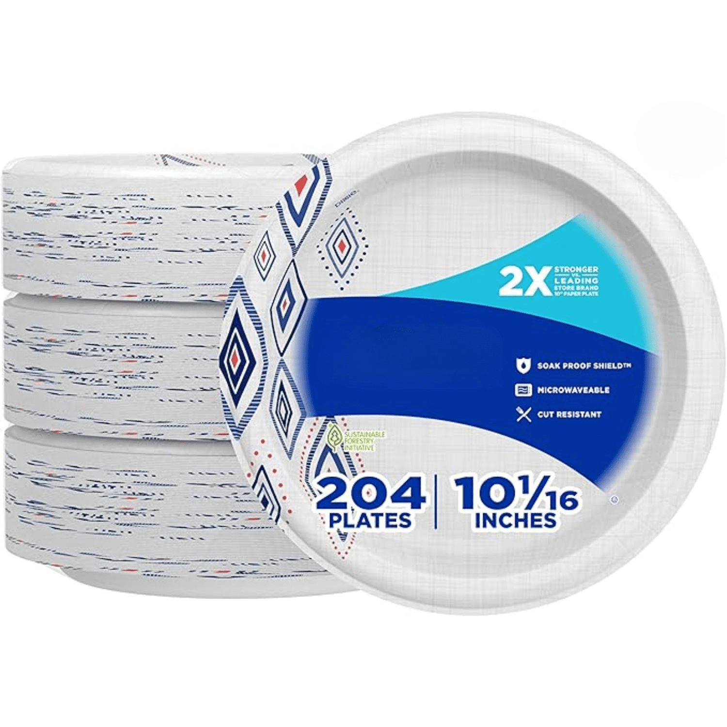 Large Paper Plates, 10 Inch, 204 Count, 2X Stronger*, Microwave-Safe ...