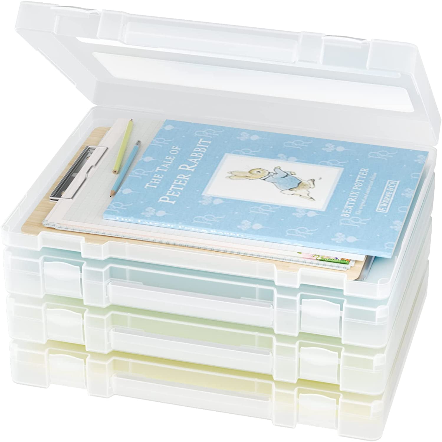 Large Paper Storage Box, 4 Pack Plastic Scrapbook Paper Storage ...